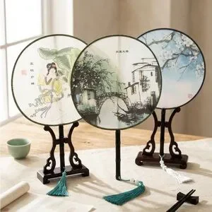 Vintage | Accessories | Chinese Cherry Blossoms Paddle Hand Fan W ...